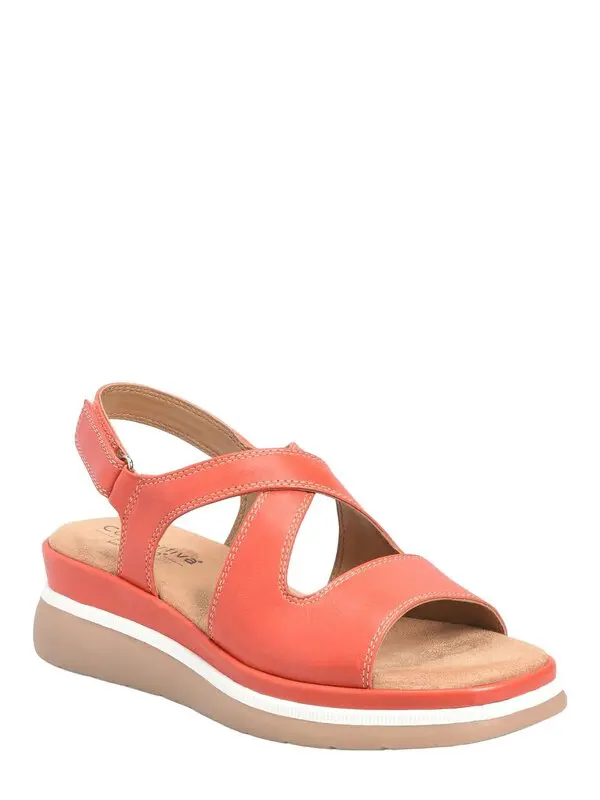 COMFORTIVA Amethyst Slingback Platform Wedge Sandal - Red Coral
