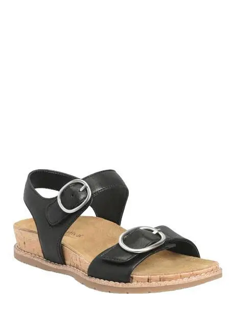 COMFORTIVA Slingback Platform Wedge Sandals - Black