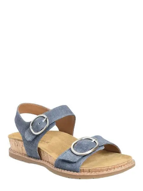 COMFORTIVA Slingback Platform Wedge Sandals - Denim