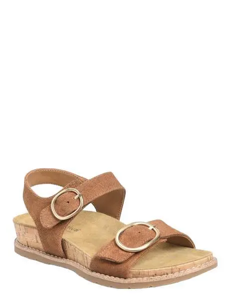COMFORTIVA Slingback Platform Wedge Sandals - Tan