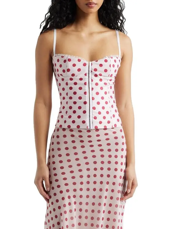 BELLA VENICE Caroline Polka Dot Corset Top - Red And White Dot