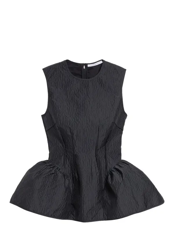 Cecilie Bahnsen Daimi Stria Matelassé Peplum Top - Black