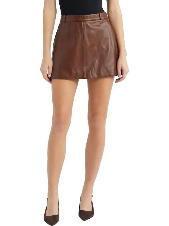 FRAME Leather Miniskirt - Dark Brown