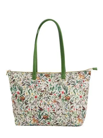 FABLE ENGLAND Garden Floral Grab Tote - Light/pastel Green