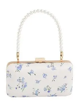 FABLE ENGLAND Forget Me Not Pearl Handle Clutch - Light Beige