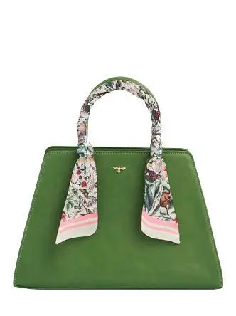 FABLE ENGLAND Garden Floral Structured Medium Tote Bag - Light/pastel Green