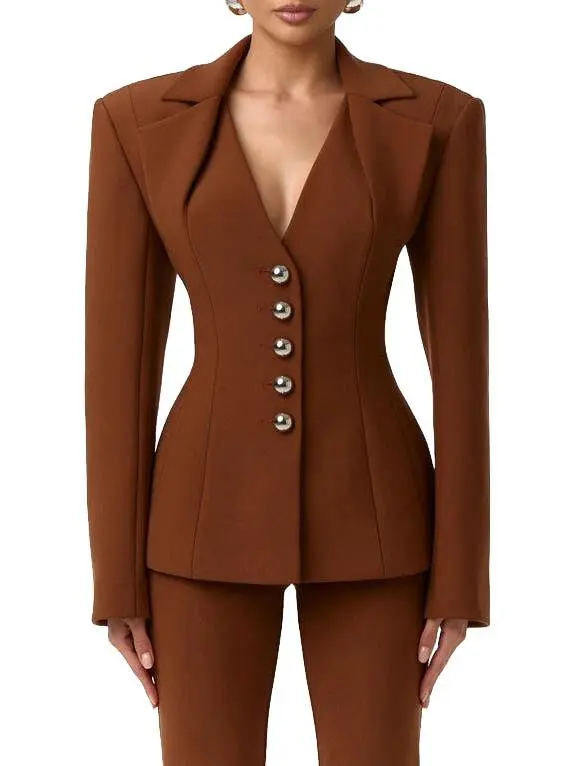 Naked Wardrobe Ponte Blazer - Dark Mocha