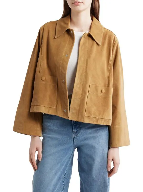 FRAME The Mini Suede Swing Jacket - Light Camel