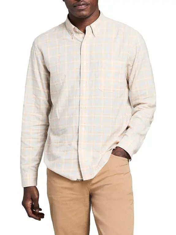 Billy Reid Tuscumbia Mélange Plaid Cotton Button-down Shirt - Silver/taffy