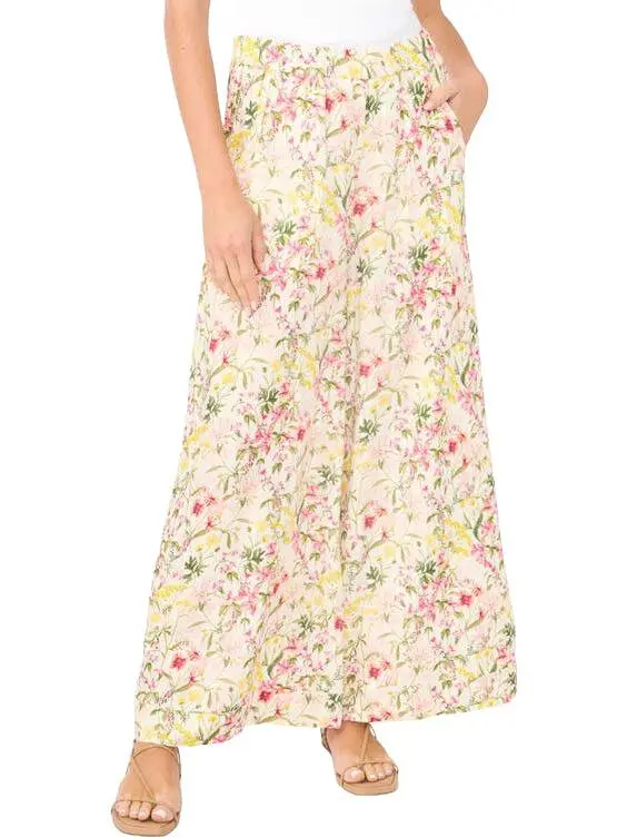 Vince Camuto Floral Print Wide Leg Pants - Raspberr Sorbet