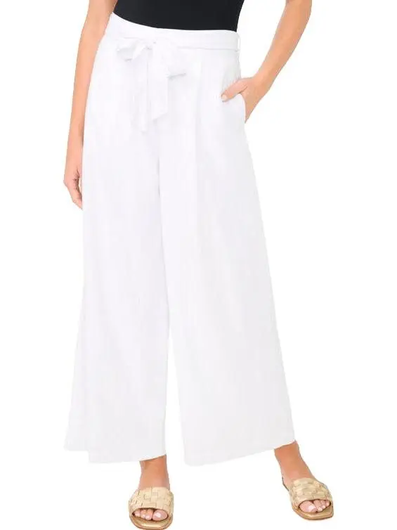 Vince Camuto Tie-waist Wide Leg Ankle Pants - Ultra White