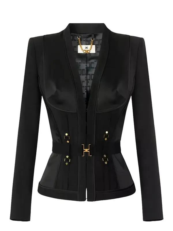 Elisabetta Franchi Bustier V-neck Jacket - Black