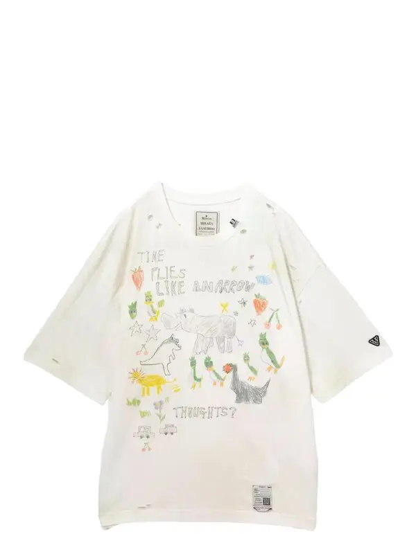 Mihara Yasuhiro Distressed Graphic T-shirt - Neutrals