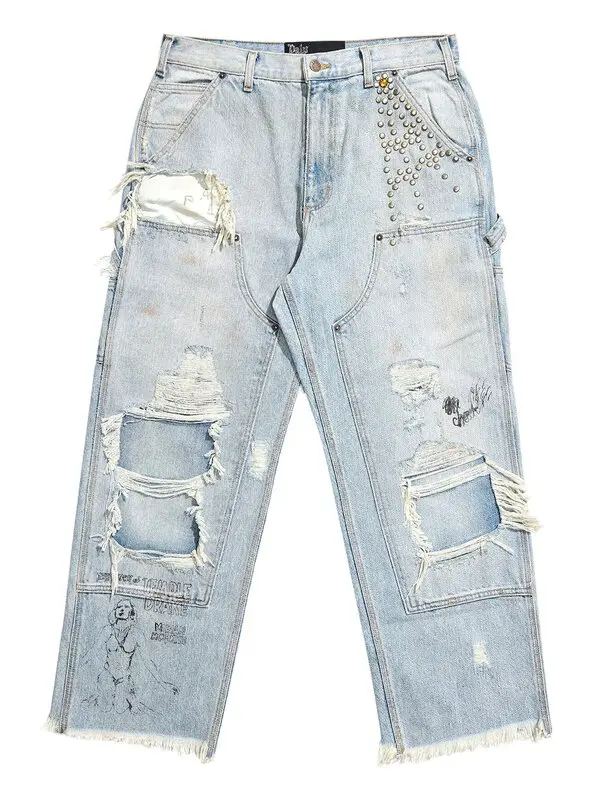 PALY HOLLYWOOD Busted Double Knee Jeans - Blue