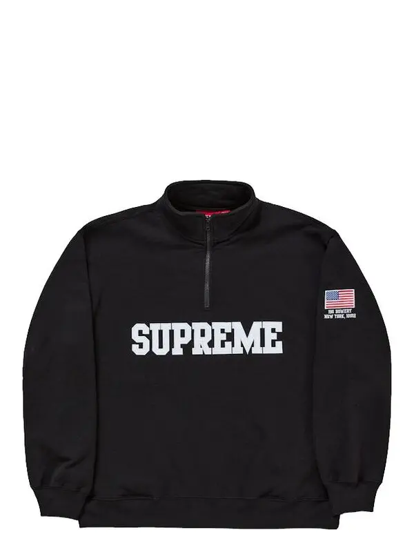 Supreme Shop Flag Half Zip Pullover - Black