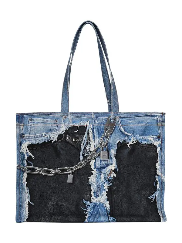 Acne Studios Denim Print Tote Bag - Blue