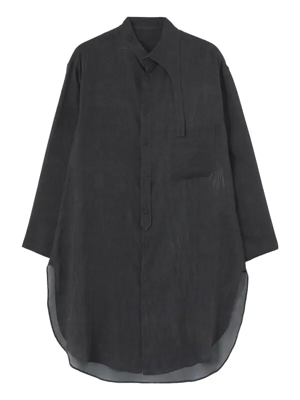 YOHJI YAMAMOTO POUR HOMME Asymmetric Long Blouse - Black