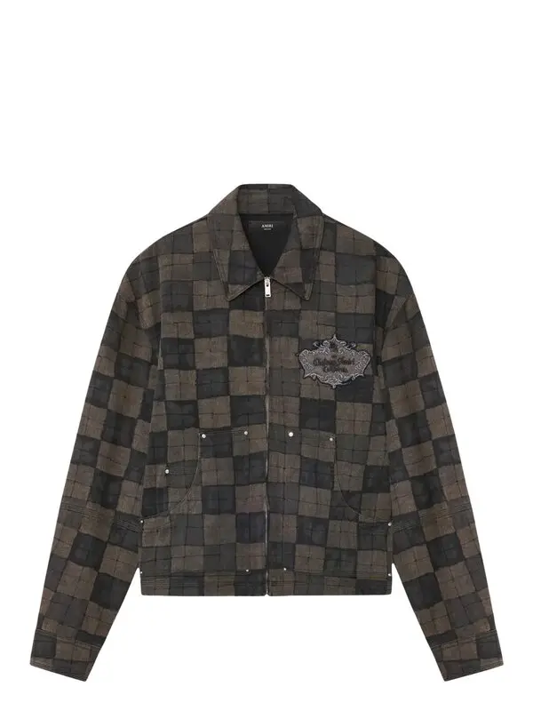 Amiri Checkered Work Jacket - Brown