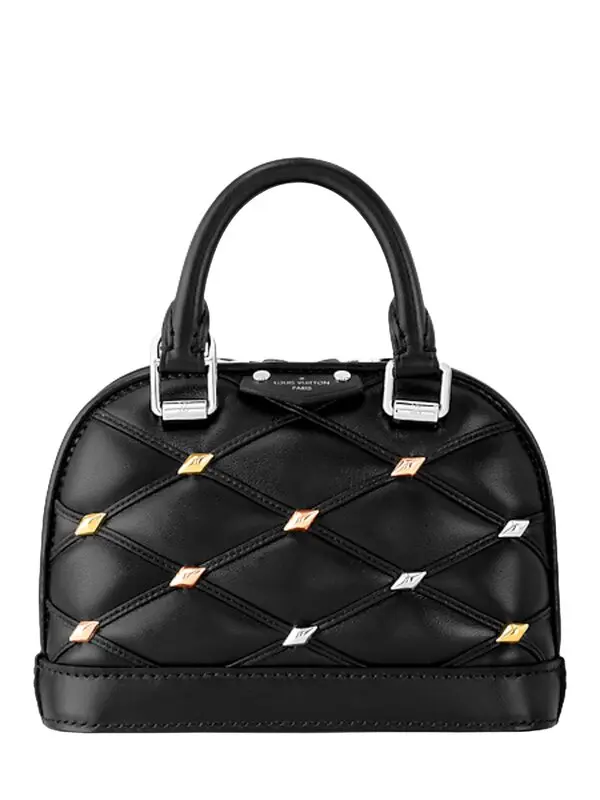LOUIS VUITTON Nano Alma Lambskin Leather Handbag - Black
