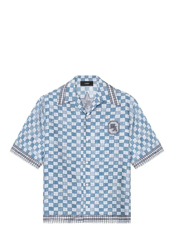 Amiri Checkered Bowling Shirt - Grey