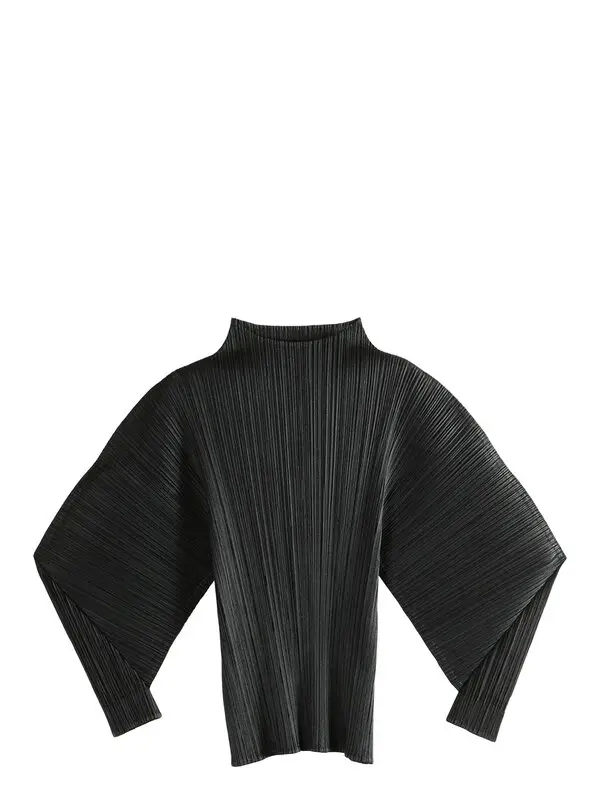 Issey Miyake Pleated Batwing Sleeve Top - Black