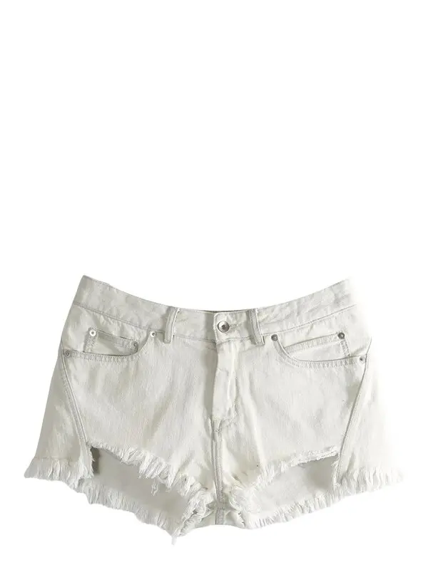 Rick Owens In Denim Bias Cutoff Shorts - White