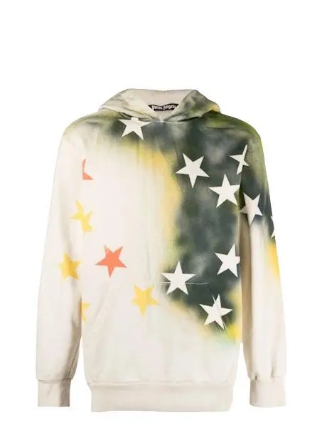 Palm Angels Sprayed Stars Vintage Hoodie - White Multicolour