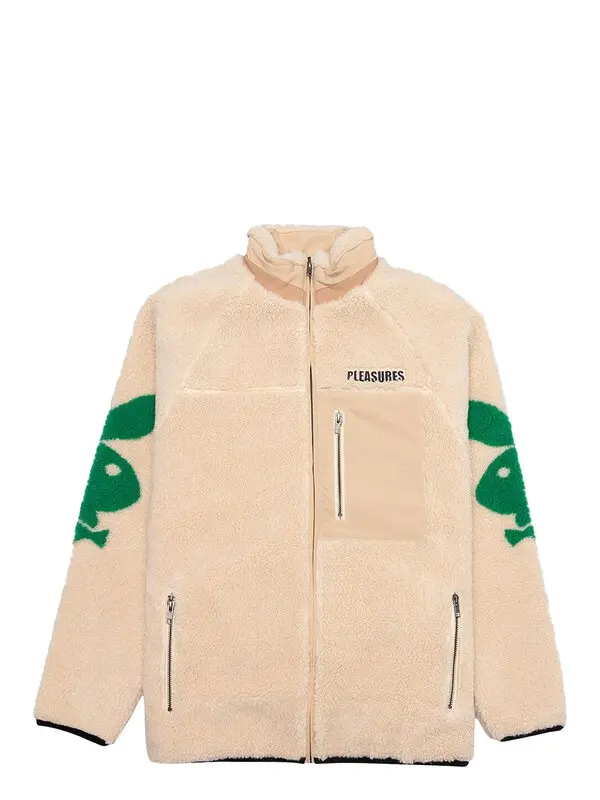 PLEASURES X Playboy Bunny Sherpa Zip-up Jacket - Tan