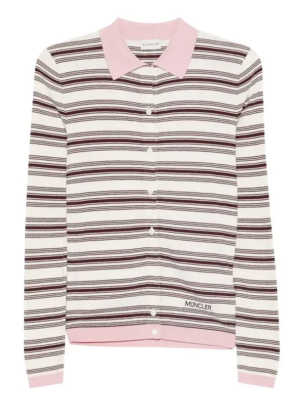 Moncler Long-sleeve Striped Polo Shirt - Red