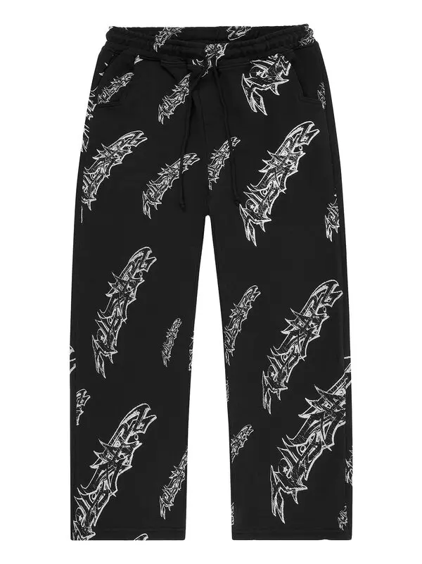 HELLSTAR Roll Print Graffiti Baggy Sweatpants - Black