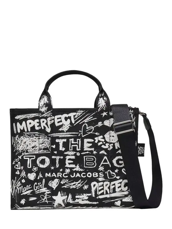 Marc Jacobs Punk Scribble Canvas Medium Tote Bag - Black