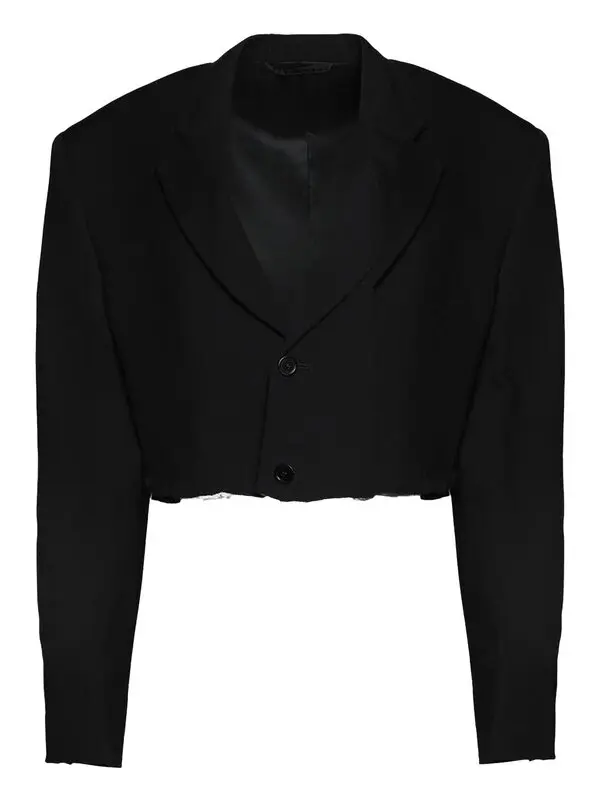 Balenciaga Single Breasted Cut Off Jacket - Black
