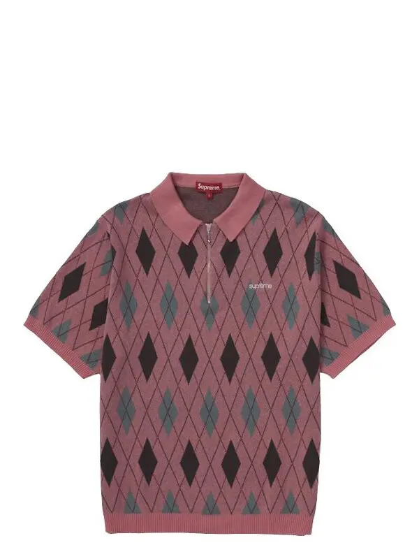 Supreme Argyle Zip Polo Shirt - Dusty Magenta