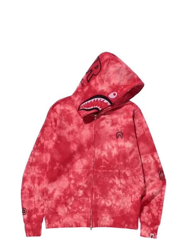 A BATHING APE Tie Dye Shark Wide Full Zip Hoodie - Red