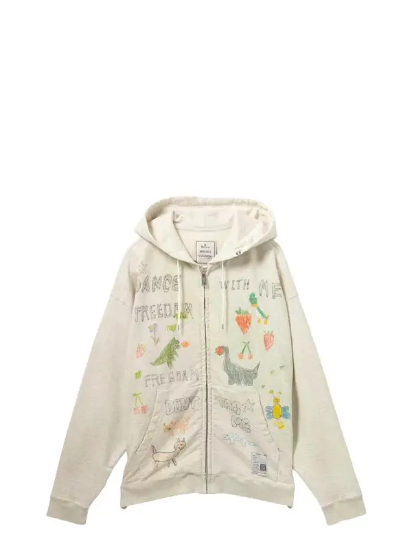 Mihara Yasuhiro Graphic-print Zip-up Hoodie - Neutrals