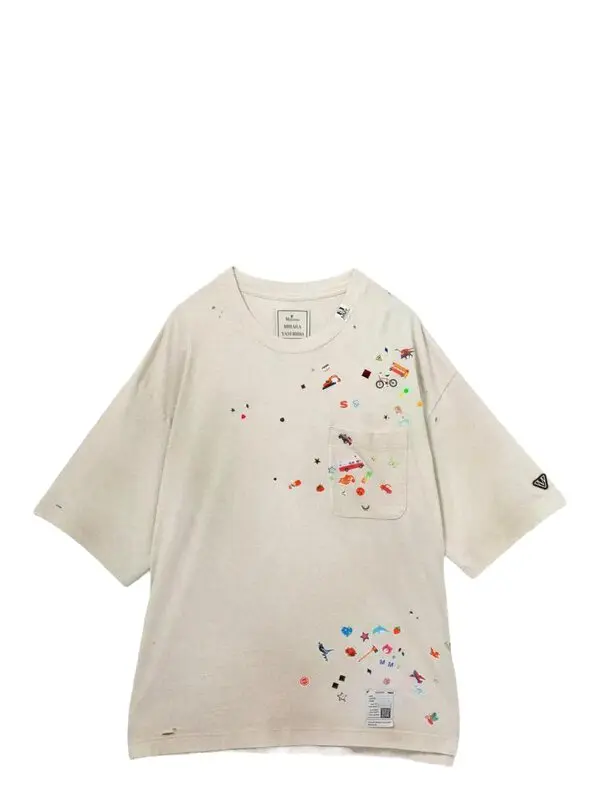 Mihara Yasuhiro Graphic-print Embellishment T-shirt - Neutrals