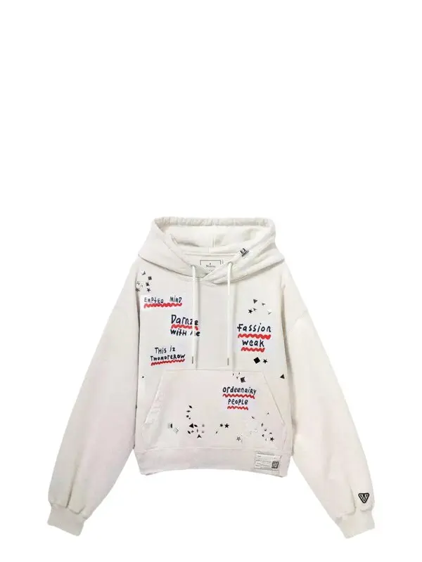 Mihara Yasuhiro Embellished Sticker Hoodie - Neutrals