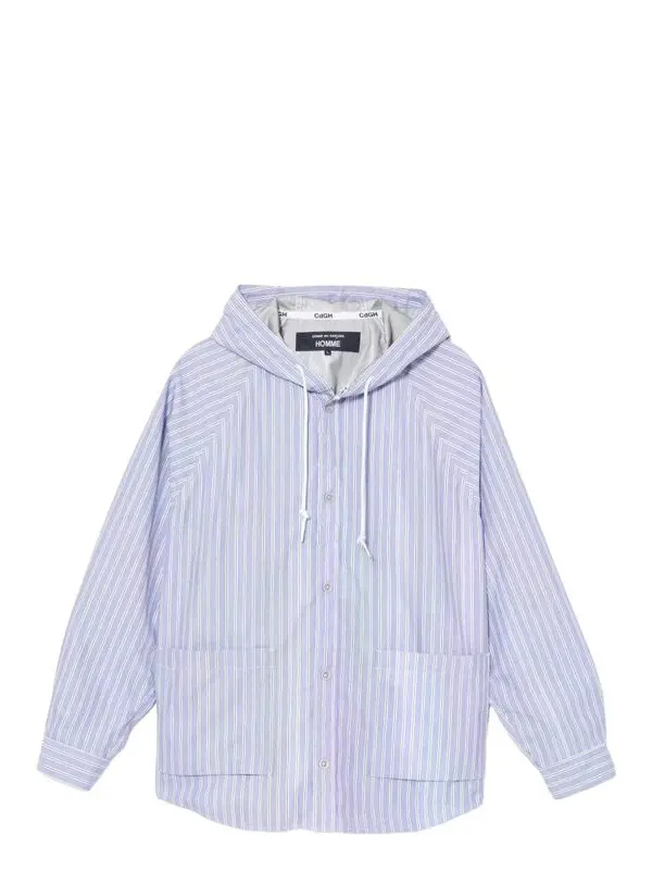 Comme Des Garçons Striped Hooded Jacket - Blue