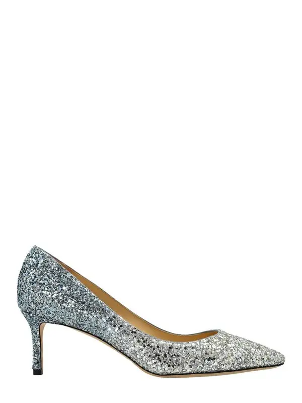 JIMMY CHOO 60mm Glitter Pointed Toe Pump - Silver/dusk Blue