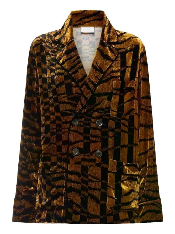 PIERRE-LOUIS MASCIA Animal-print Blazer - Brown
