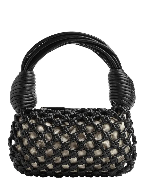 Bottega Veneta Mini Hand-knotted Crochet Top Handle Bag - Black