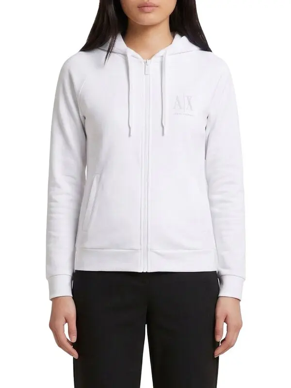 Armani Exchange Full Zip Sweatshirt - White