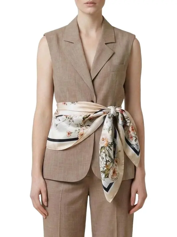 Liu Jo Single-breasted Tailored Vest With Foulard - Beige