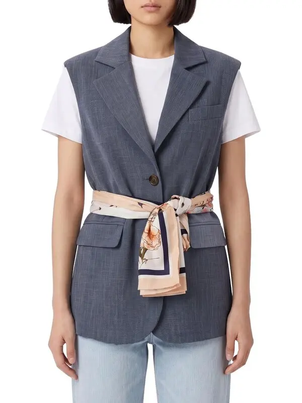 Liu Jo Single-breasted Tailored Vest With Foulard - Blue