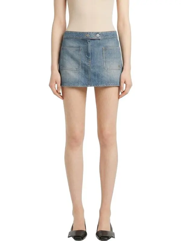COURREGES Cotton Denim Mini Skirt - Blue