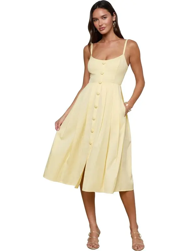 L'Agence Reanne Midi Dress - Lemon Sorbet