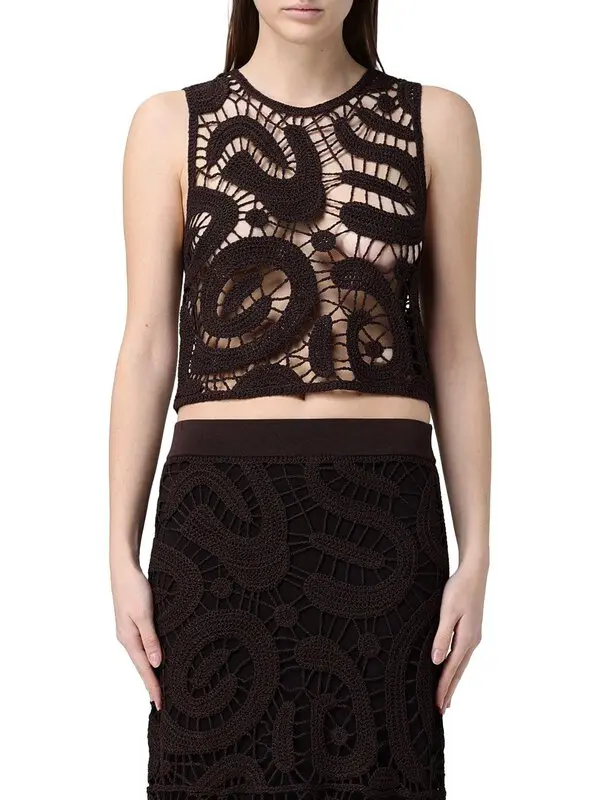 Pinko Crochet Sleeveless Top - Brown