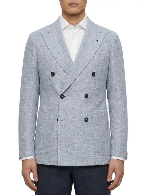 Tagliatore Double Breasted Jacket With Notch Lapels - Blue