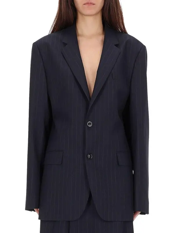MAISON MARGIELA Pinstripe Jacket - Blue