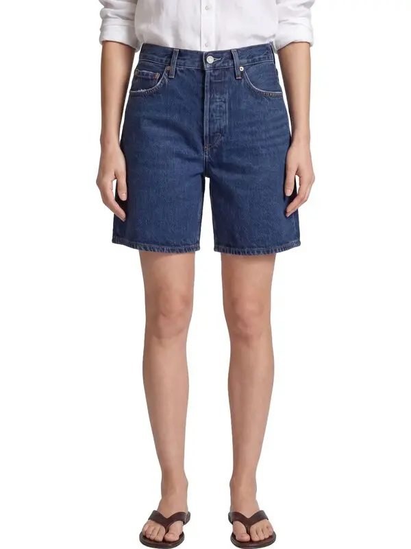 AGOLDE High-waisted Shorts In Recycled Cotton - Denim